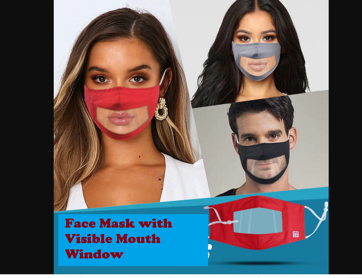 Clear Window Face Mask -Black